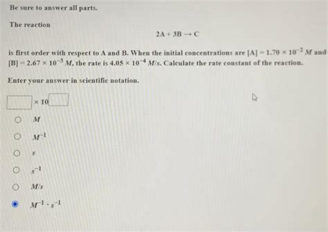 Solved Be Sure To Answer All Parts The Reaction A BC Chegg Com
