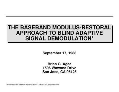 Pdf The Baseband Modulus Approach To Blind Adaptive Signal Demodulation