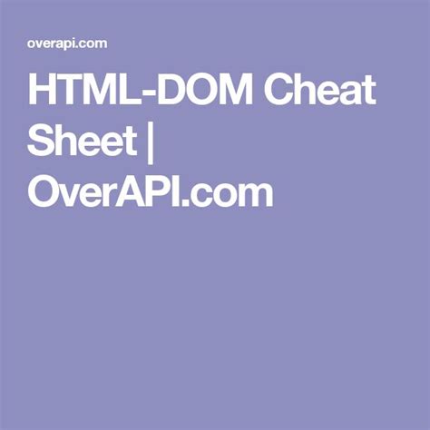 Html Dom Cheat Sheet Mysql Cheating Cheat Sheets