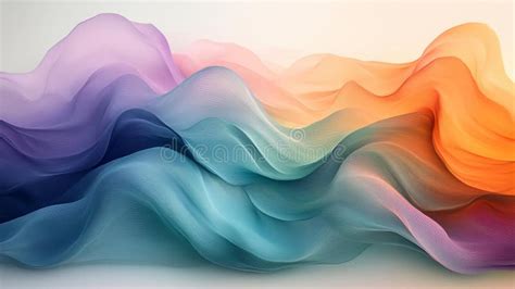 Soft Waveforms In Pastel Hues On A White Isolated Background Creating An Abstract Dynamic