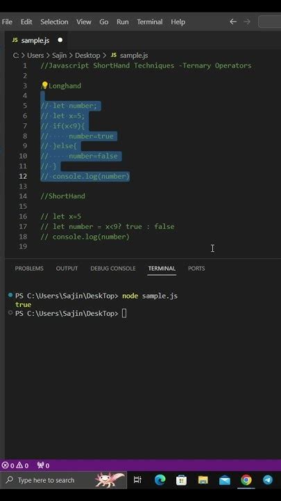 Javascript Short Hand Technique 2 Ternaryoperator Javascript Coding