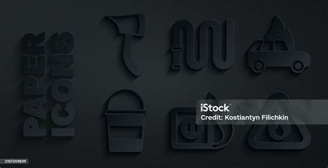 불 불타는 자동차 화재 양동이 불꽃 삼각형 호스 릴 및 소방관 도끼 아이콘에 소켓의 전기 배선을 설정합니다 벡터 3차원 형태에 대한 스톡 벡터 아트 및 기타 이미지 Istock