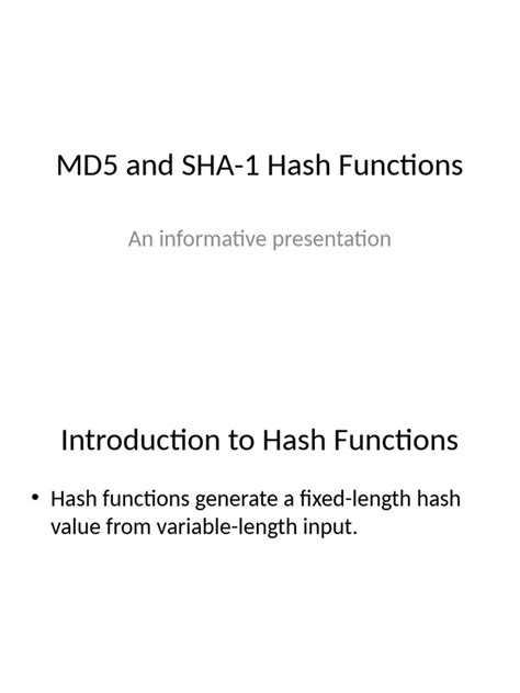 Hash Functions Md5 Vs Sha 1 Pdf