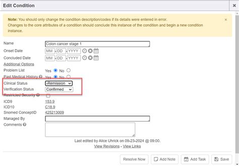 Webchart Past Medical History Encounter Section