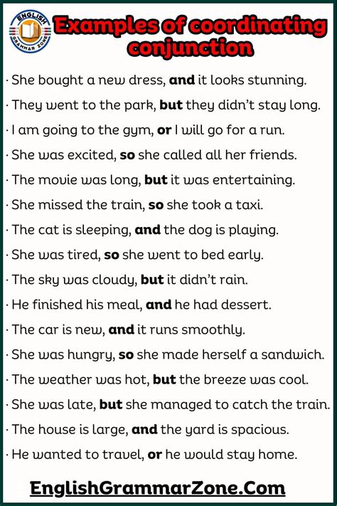 Coordinating Conjunction Examples