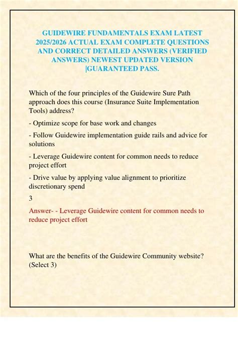 Guidewire Fundamentals Exam Latest 2025 2026 Actual Exam Complete