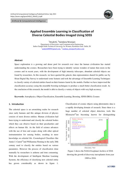 Pdf Applied Ensemble Learning In Classification Of Diverse Celestial Bodies Imaged Using Sdss