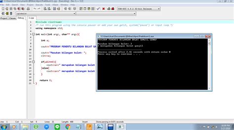 Program Menentukan Bilangan Bulat Ganjil Genap