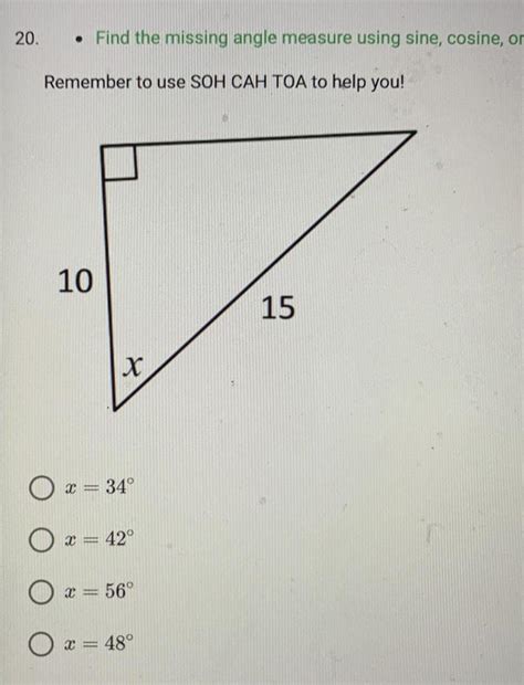[answered] 20 find the missing angle measure using sine cosine or kunduz