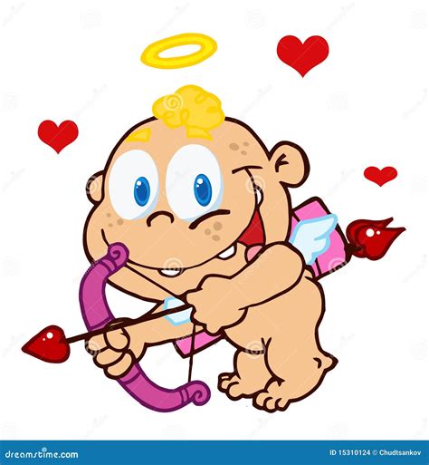 Cute Cupid With Bow And Arrow Flying Stock Vector Illustration Of