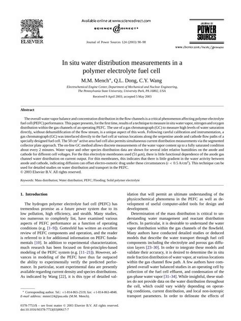 Pdf In Situ Water Distribution Measurements In A Polymer Electrolyte Fuel Cell Dokumentips