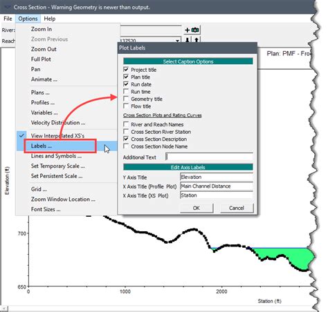 Hec Ras Cross Section Plot Options Civilgeo Knowledge Base