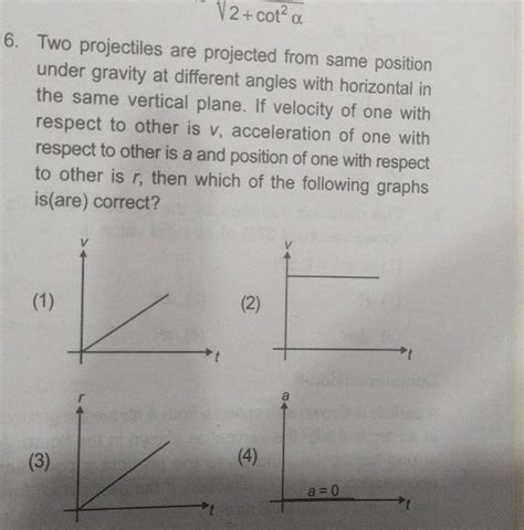 Two Projectiles Are Projected From Same Position Under Gravity At Differe