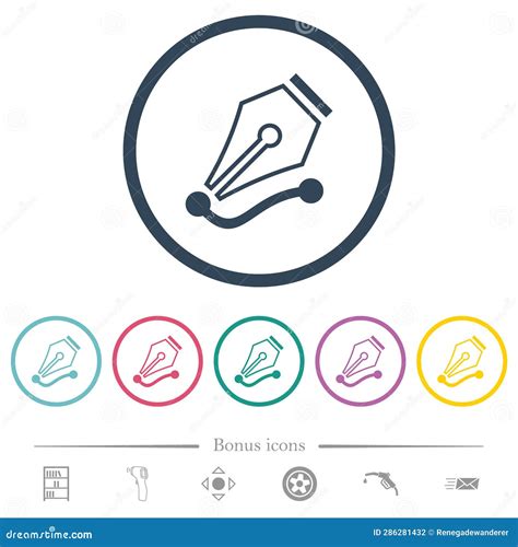 Drawing Vector Curve With Pen Tool Outline Flat Color Icons In Round Outlines Stock Illustration