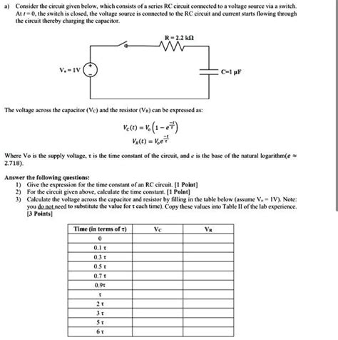Consider The Circuit Given Below Which Consists Of A Series Rc Circuit
