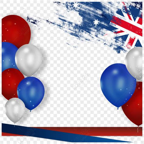 호주의 날 빨간색 파란색 흰색 질감 풍선 일러스트 플래그 브러시 테두리삽화기호 Png 일러스트 무료 다운로드 Lovepik