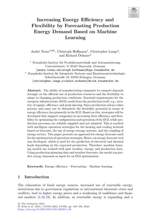 Pdf Increasing Energy Efficiency And Flexibility By Forecasting