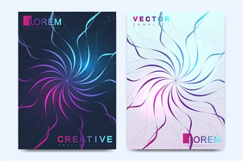 안내 책자 전단지 전단지 커버 카탈로그 잡지 또는 연례 보고서 A4 크기에 대 한 최신 벡터 템플릿 과학 및 기술 설계도 서 레이아웃입니다 동그라미 분자 만다라와 프레 젠