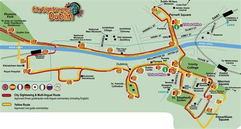 Hop On Hop Off Dublin Map Dublin Hop On Hop Off Route Map Ireland