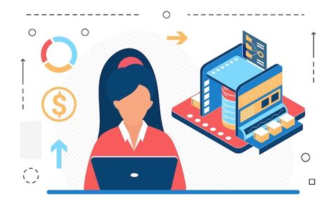 Premium Vector Cartoon Woman Using Bitcoin Mining Software