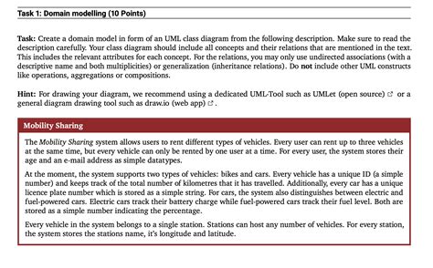 Solved Task Create A Domain Model In Form Of An UML Class Chegg Com