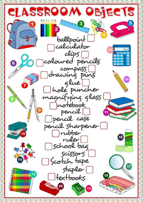 Classroom Objects Interactive And Downloadable Worksheet Check Your