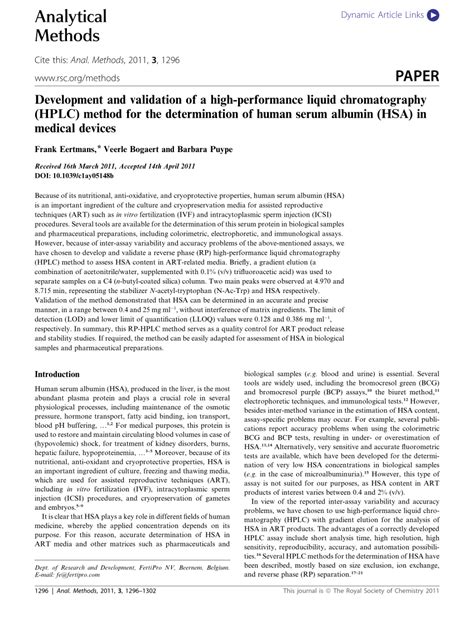 Pdf Development And Validation Of A High Performance Liquid