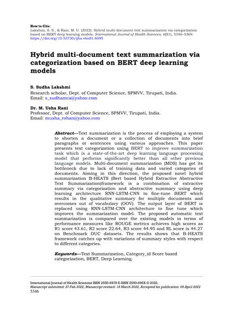 Pdf Hybrid Multi Document Text Summarization Via Categorization Based