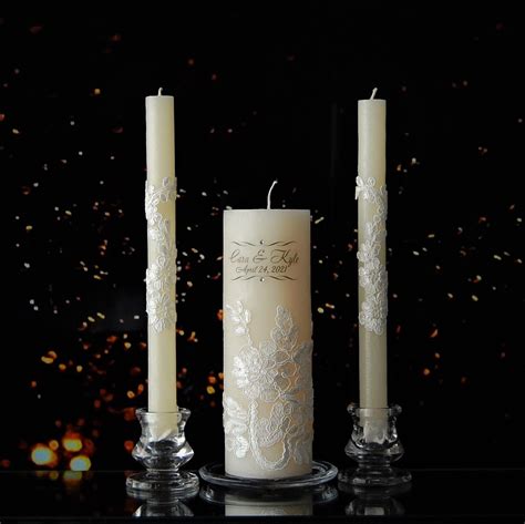 unity candle set for wedding beige unity ceremony candle etsy