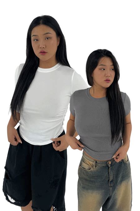 에스키스 빅사이즈 11 리올 셔링 굴림 티셔츠 여름 반팔 기본티