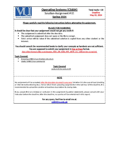 Spring 2024 Cs604 1 Sol Cs 604 Operating Systems Cs604 Solution