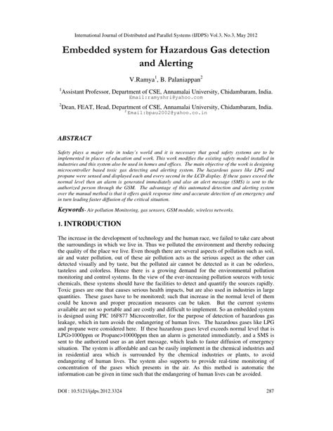 PDF Embedded System For Hazardous Gas Detection And Alerting