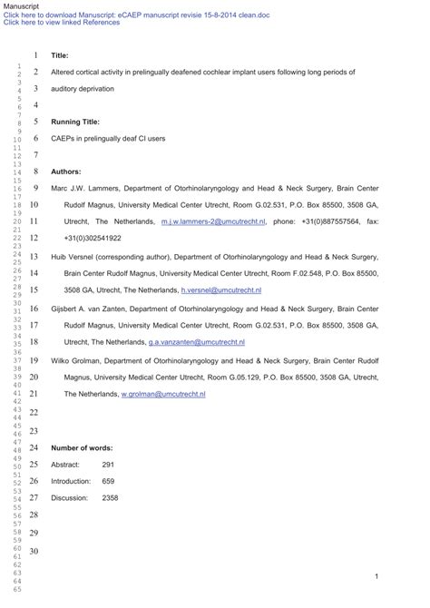 Pdf Altered Cortical Activity In Prelingually Deafened Cochlear Implant Users Following Long