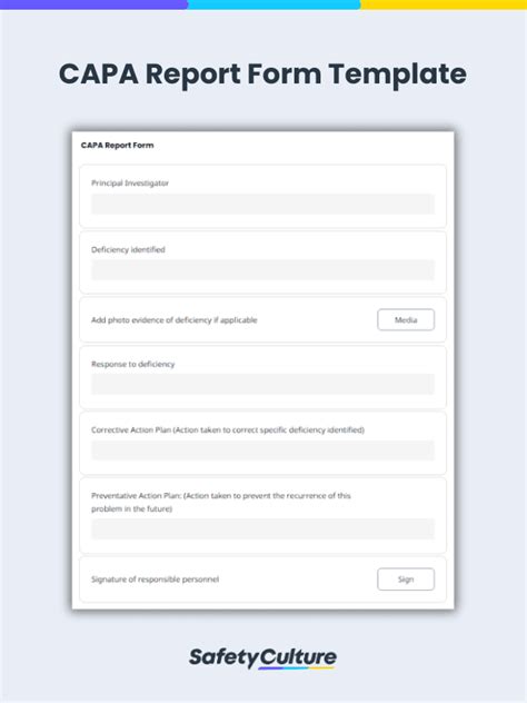 Free Capa Report Template And Form Pdf Safetyculture