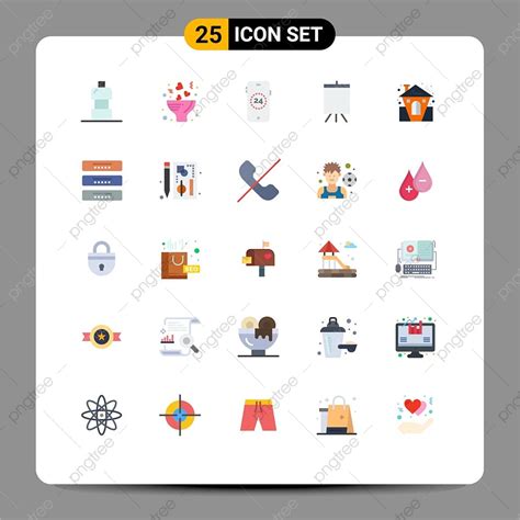 Group Of Modern Flat Colors Set For House Mobile Furniture Editable PNG And Vector With