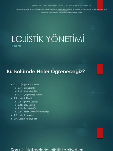 Lojistik Yonetimi 2 Hafta Pdf