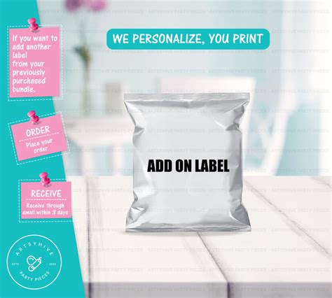 Custom Add On Label Custom Labels Party Set Digital Downloads Etsy