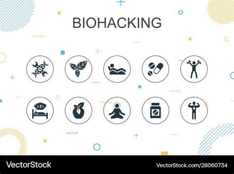 Biohacking Trendy Infographic Template Thin Line Vector Image
