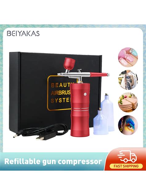휴대용 03mm 노즐 고압 스프레이 네일 문신 및 케이크 장식용 휴대용 에어 브러시 산소 스파 트리트먼트 미스트 핸드폰닷컴