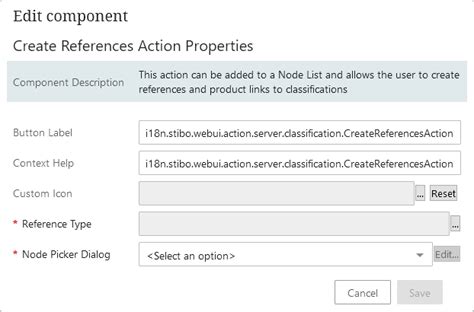 Create References Action Configuration