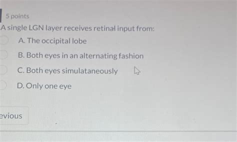 Solved 5 ﻿pointsa Single Lgn Layer Receives Retinal Input