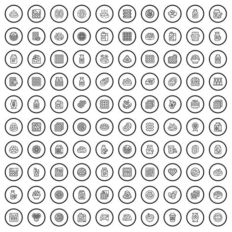 100 Iconos De Desayuno Estilo De Esquema 21414771 Vector En Vecteezy