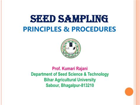 Seed Sampling Principles And Procedurespdf