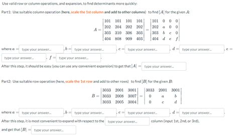 Solved Use Valid Row Or Column Operations And Expansion To Chegg Com