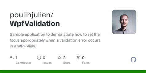 Github Poulinjulienwpfvalidation Sample Application To Demonstrate