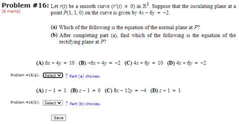 Solved Let Rt Be A Smooth Curve R′t ≠ 0 In ℝ3