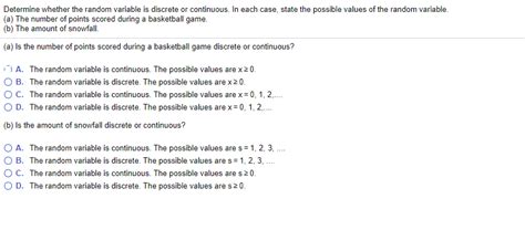 solved determine whether the random variable is discrete or