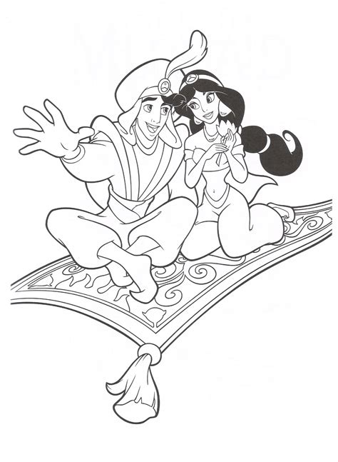 Desenho De Aladdin E Jasmine Passeando Para Colorir Tudodesenhos