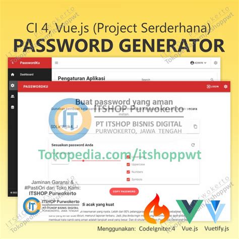 Jual Aplikasi Web Password Generator Menggunakan Codeigniter 4 Vuejs