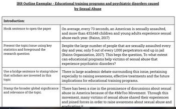 IRR Outline Exemplar AP Seminar Individual Research Report Outline